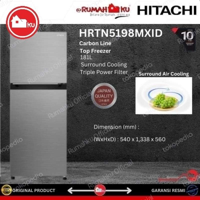Promo Kulkas Hitachi Hrtn5198mxid 181 Liter 2 Pintu Diskon 23% Di Seller Hagino Store - Duri ...