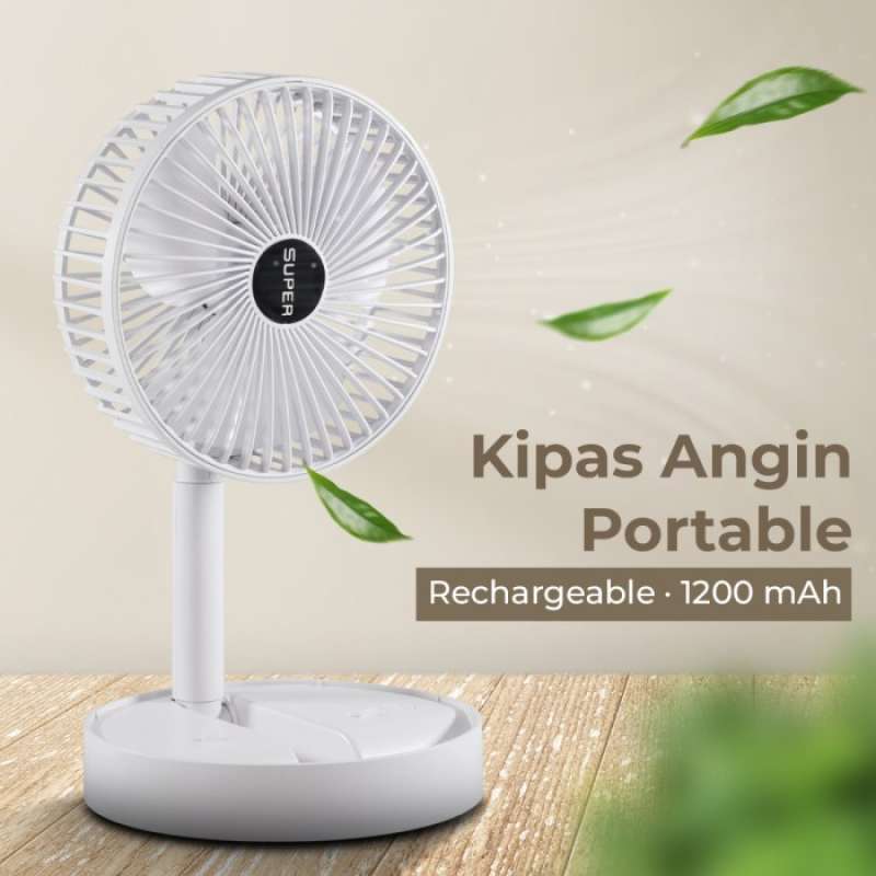 Promo Kipas Angin Lipat Standing Foldable Portable Rechargeable 1200 ...