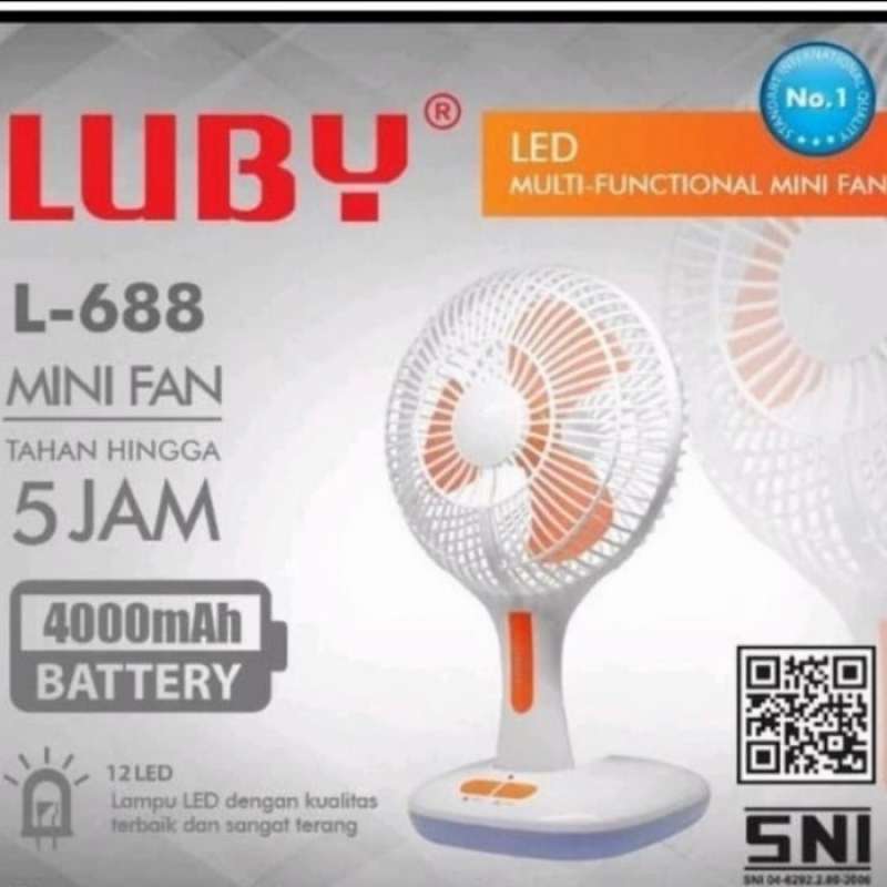 Promo Kipas Angin Multifungsi Luby 8 Inchi + Lampu Led L-688 Rechargeable Diskon 23% Di Seller ...