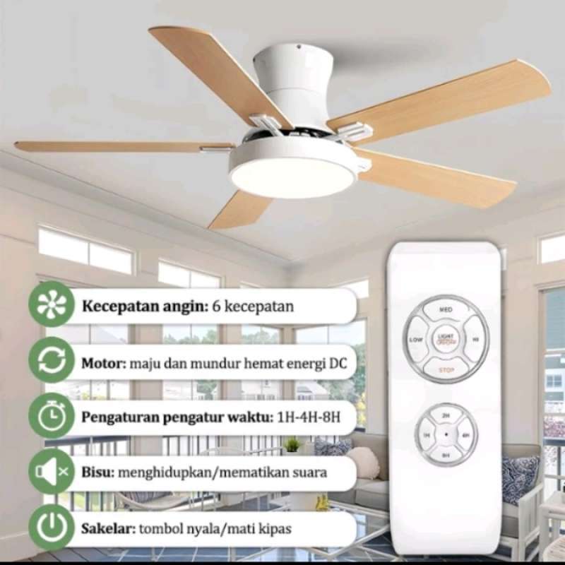 Promo Lampu Gantung Plafon Kipas Angin 5 Bilah Kayu Kipas Modern ...