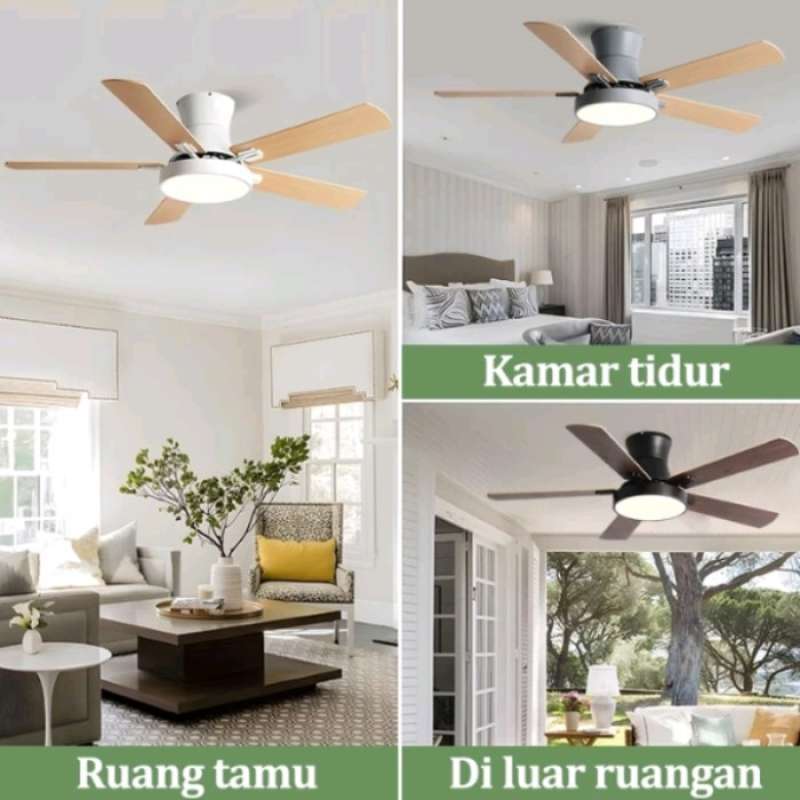 Promo Lampu Gantung Plafon Kipas Angin 5 Bilah Kayu Kipas Modern ...