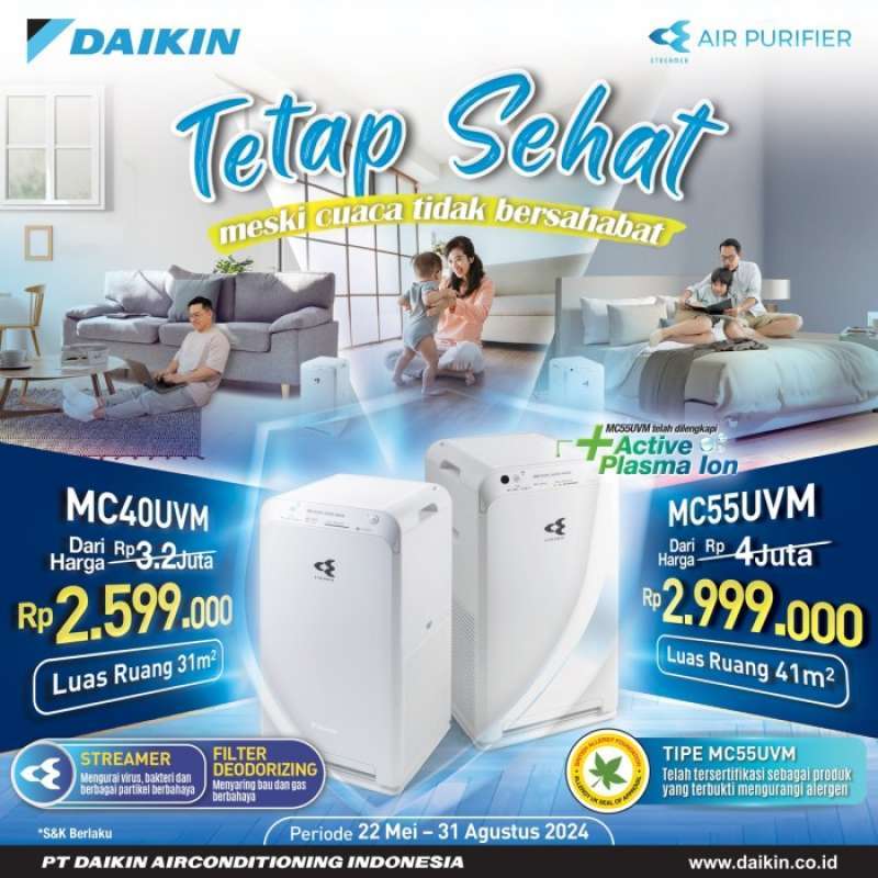 Promo Daikin Air Purifier Mc 40 Diskon 23% Di Seller Akashi Store - Bangka, Kota Jakarta Selatan ...
