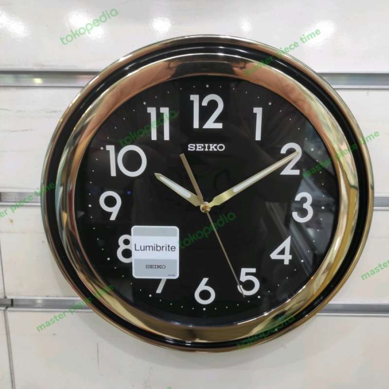 Promo Jam Dinding Seiko Japan Qxa578f Qxa578 Black Gold Original Diskon ...