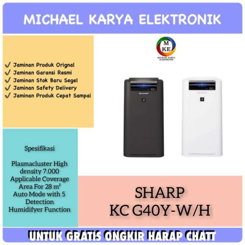 Promo Sharp Air Purifier Plasmacluster Kc G40y-w/h 28m² With ...