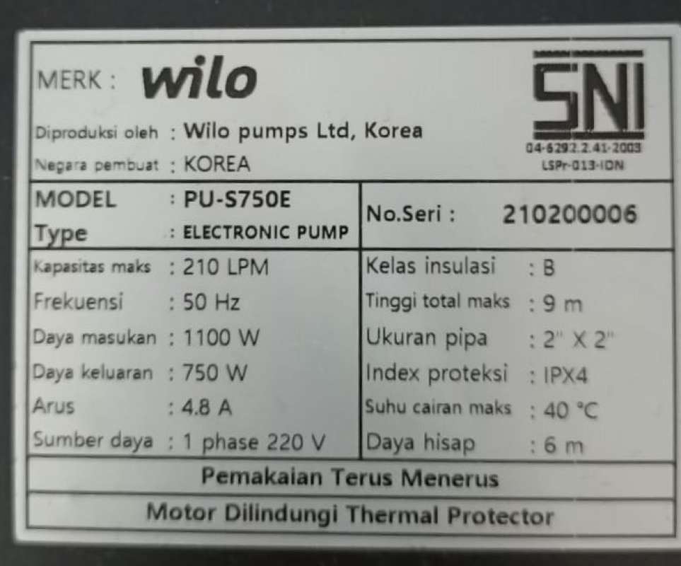 Jual Wilo Pu-s 750 E Pompa Air Laut Di Seller Hanesa Pompa Air Flagship ...