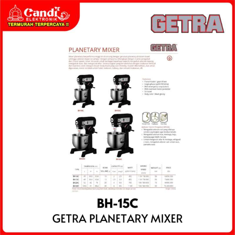 Promo Getra Planetary Mixer Kapasitas 15 Liter Bh-15c Diskon 17% Di ...