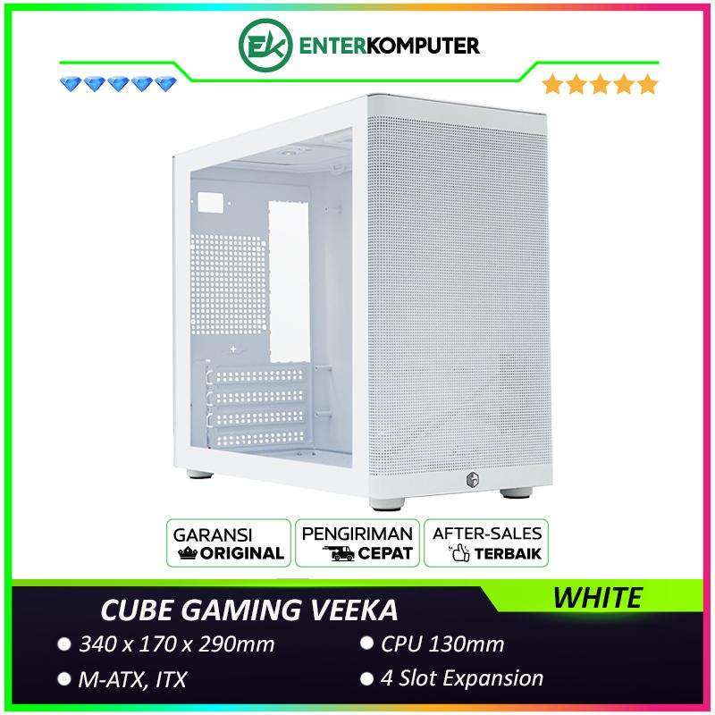 Jual Cube Gaming Veeka White - Mini Case - All White Inside - Front ...