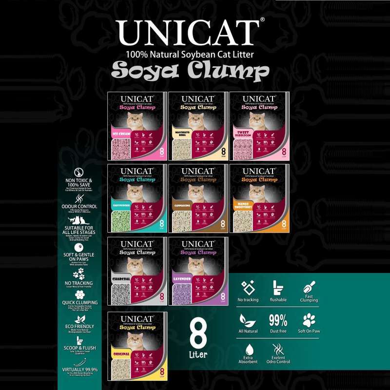 Jual Unicat Soya Clump 8litter / Pasir Kucing Pasir Tofu Gumpal Wangi / Toilet Kucing 8 L Di ...