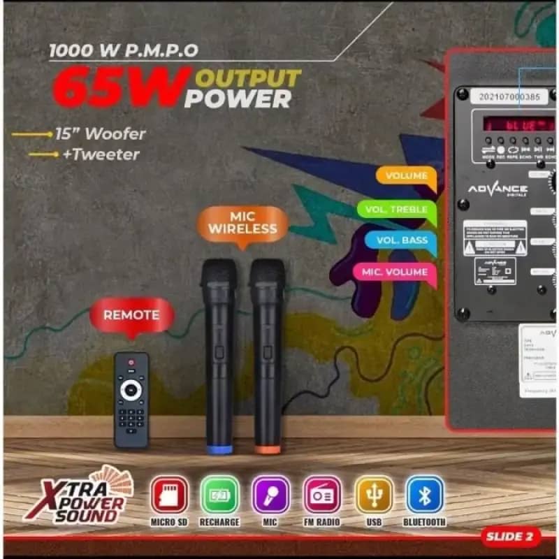 Jual Advance K1203 Speaker Bluetooth Portable 12 Inch Free 2 Microphone ...