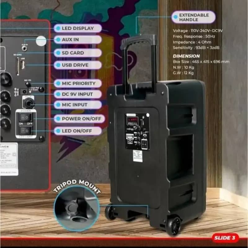 Jual Advance K1203 Speaker Bluetooth Portable 12 Inch Free 2 Microphone ...