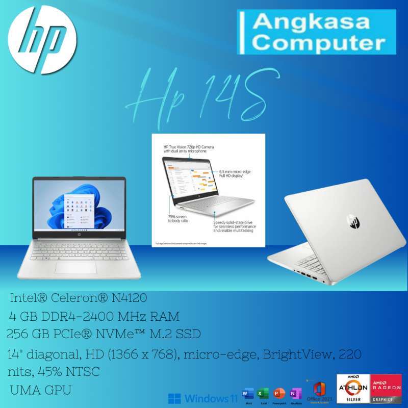 Jual LAPTOP HP 14S-DQ0510TU Celeron-N4120/4GB/256GB/14HD/WIN 11 + OHS di Seller Angkasa Computer ...