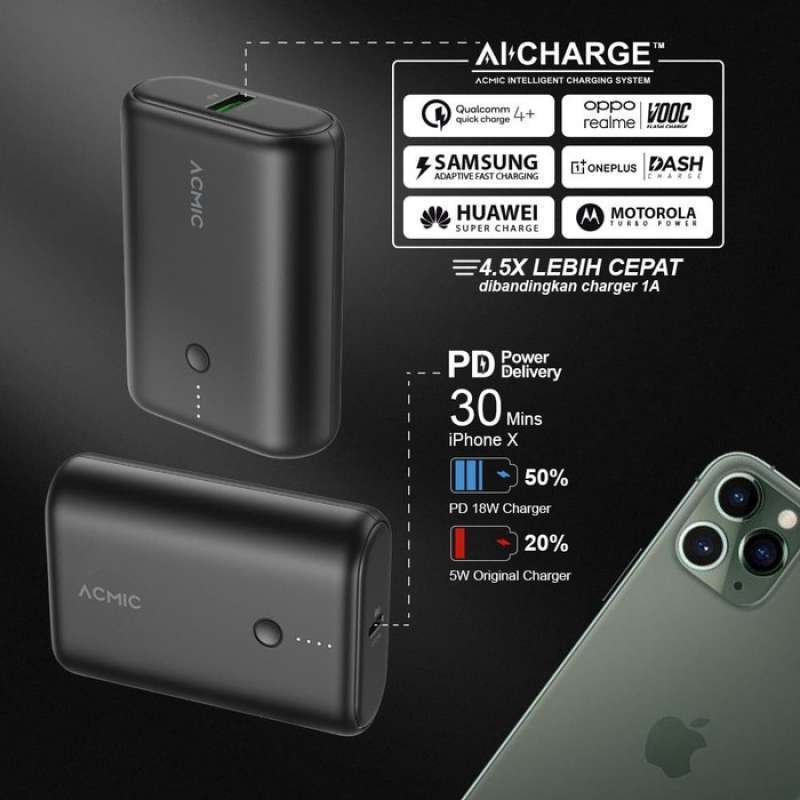 Promo Acmic Minimax Supermini 10000mah Aicharge Powerbank (qc4 + Pd ...