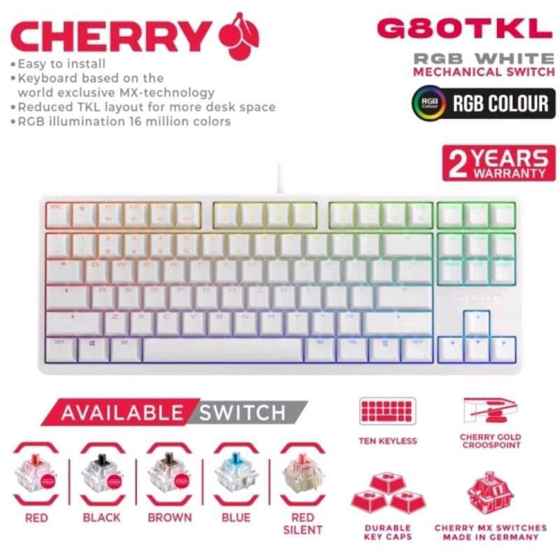 Jual CHERRY MX G80-3000S White TKL RGB Mechanical Gaming Keyboard ...