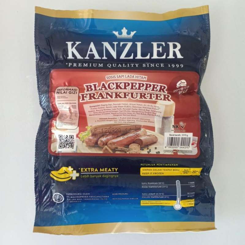 Jual Kanzler Black Pepper Frankfurter (Sosis Sapi Lada Hitam)300 gram ...