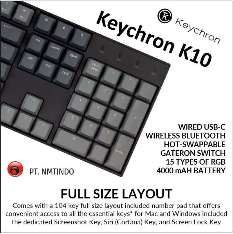 Jual Keychron K10 Hot-swap RGB Backlight ALUMINUM Frame FULL SIZE ...