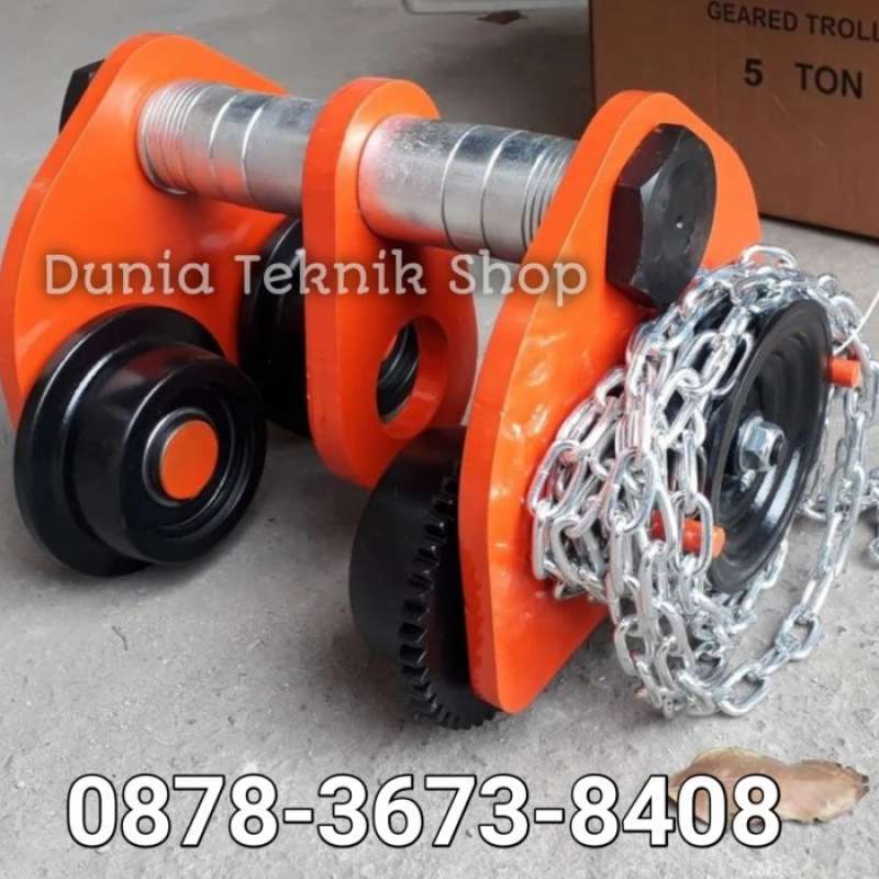 Jual Gear Trolley 5 Ton 5 Meter Manual Pull Trolley Geared Trolley ...