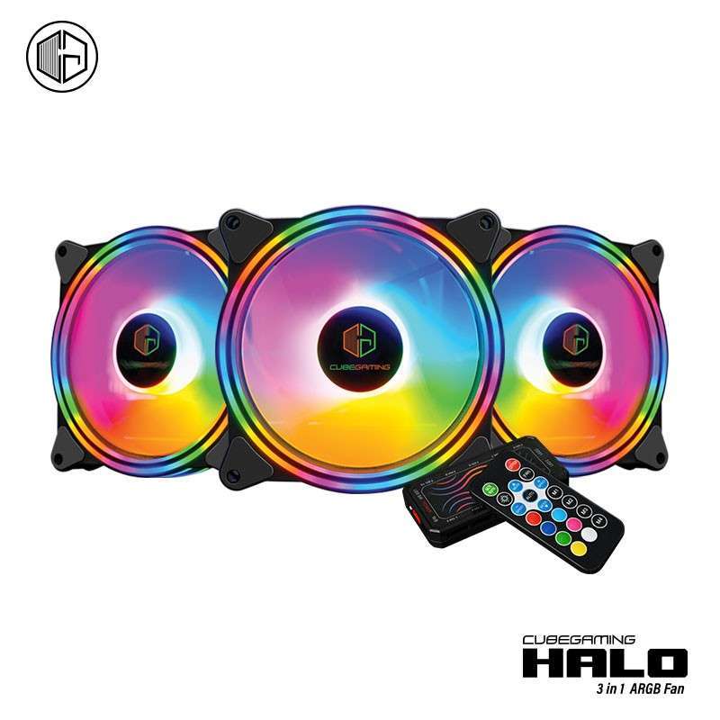 Jual CUBE GAMING HALO - 3pcs ARGB 12CM Fans With Remote Controller ...