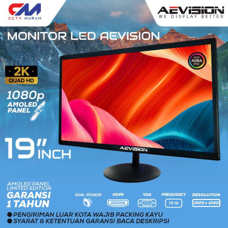 Promo Monitor Led Aevision 19inch Hdmi-vga -usb Port 1 Tahun Garansi ...