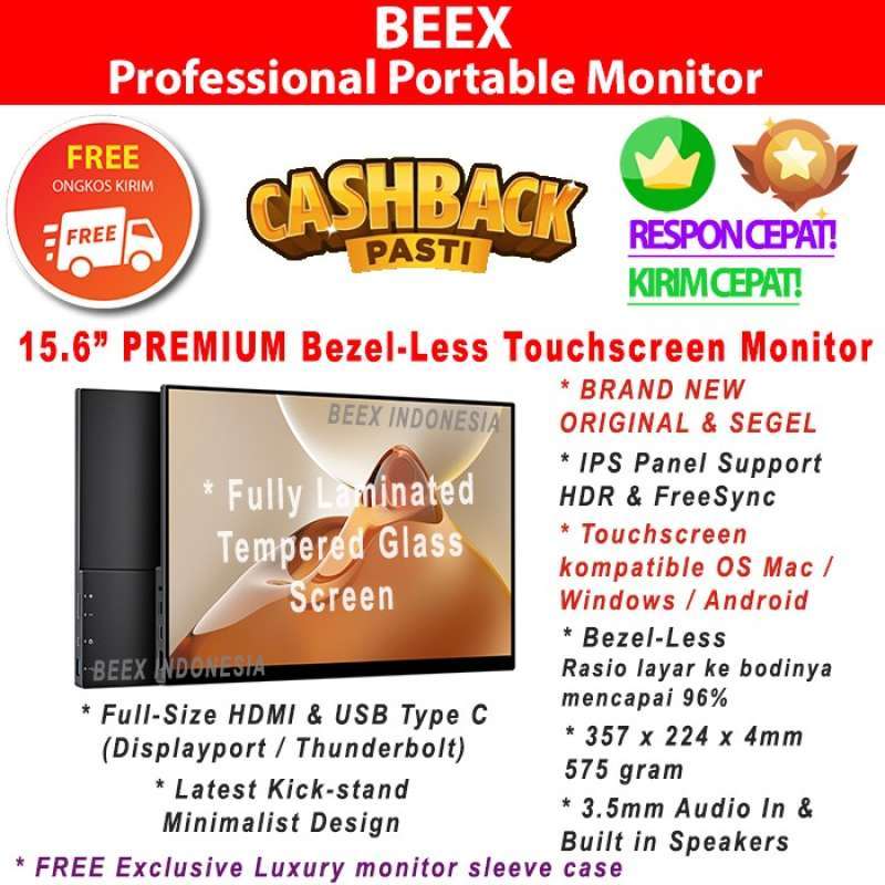 Promo BEEX 1080P MAC OS Touchscreen Portable Monitor Thunderbolt USB C ...