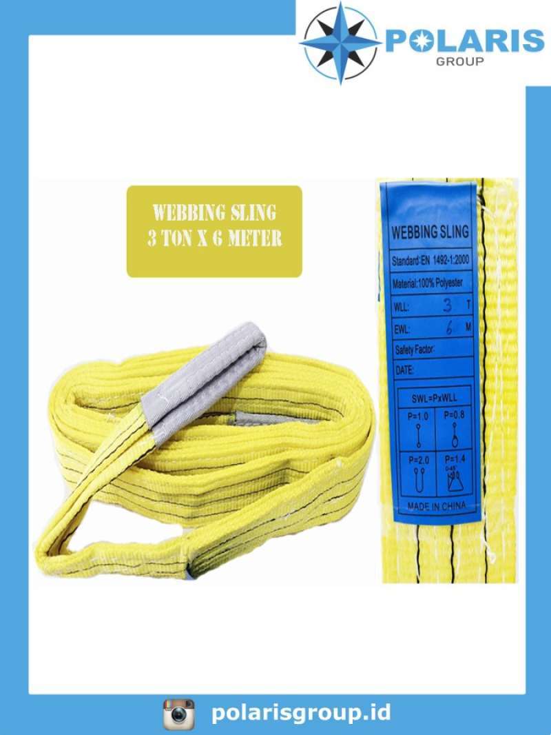 Promo WEBBING SLING KUNING / TALI ANGKAT 3 TON X 6 METER Diskon 9% di ...