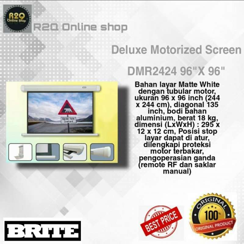 Jual Layar Proyektor Brite Screen Dmr2424/ Deluxe Motorized 96 Di ...