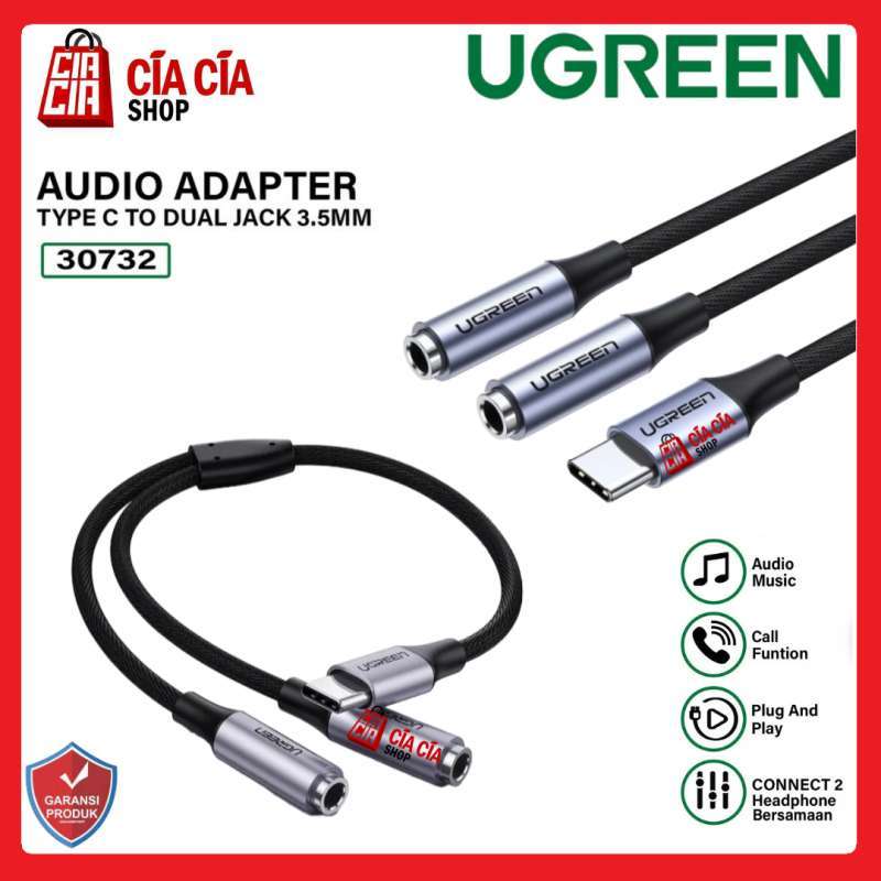 Jual UGREEN 30732 Converter Audio Type C To Dual Jack 3.5mm Splitter ...