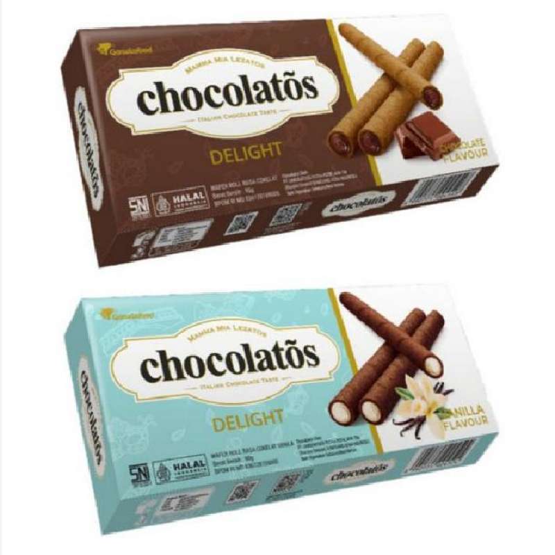 Jual Wafer Roll Chocolatos Delight rasa COKLAT VANILA / COKLAT 90gr di ...