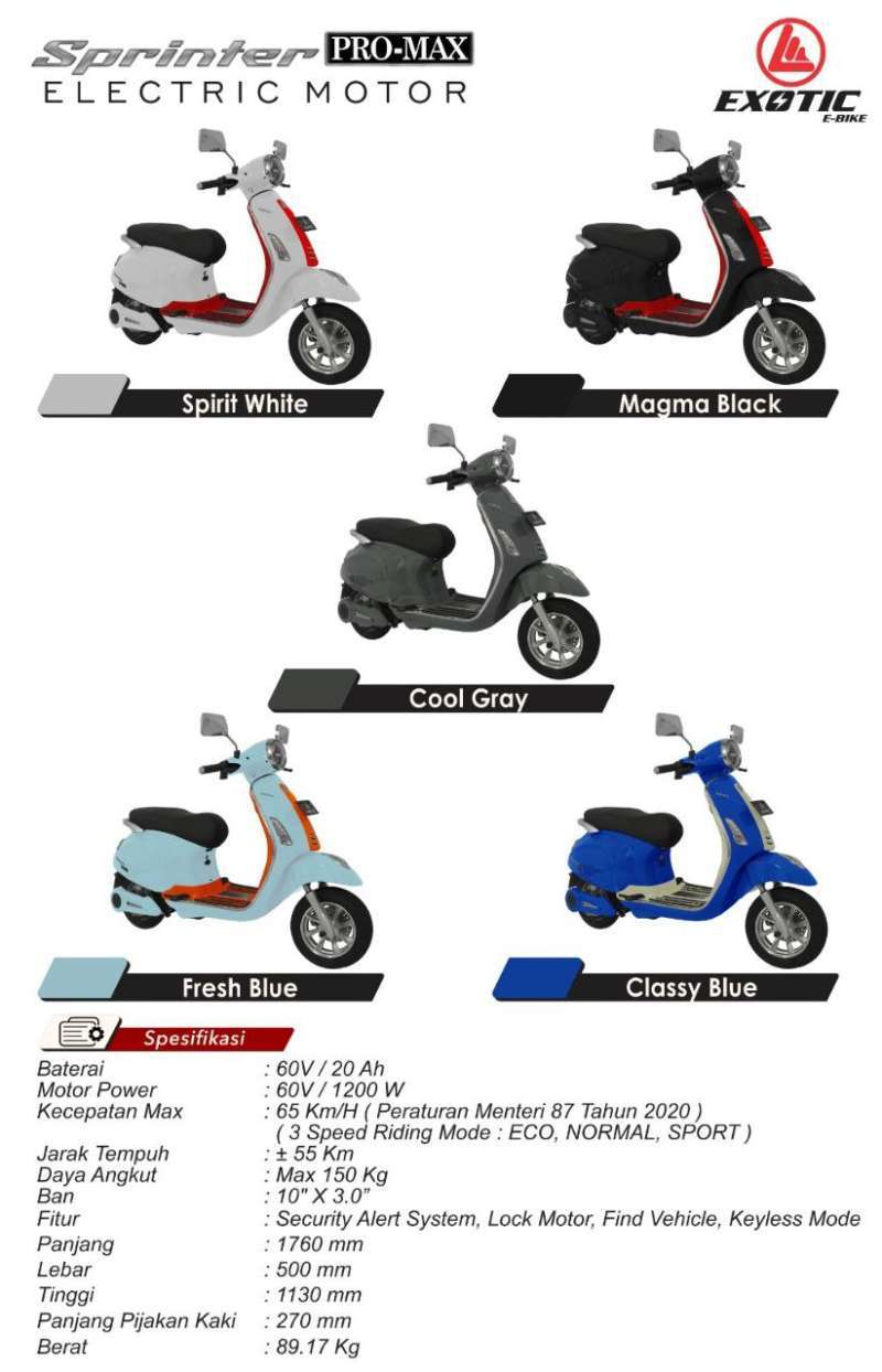 Promo Motor Listrik Exotic Sprinter Pro Max Diskon 2% di Seller Pacific ...