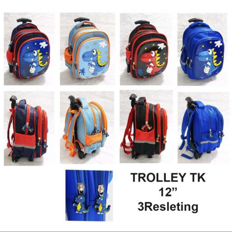 Jual Tas Dorong Trolley Anak Sekolah Tk / Paud Dinosaurus Timbul Glossy ...