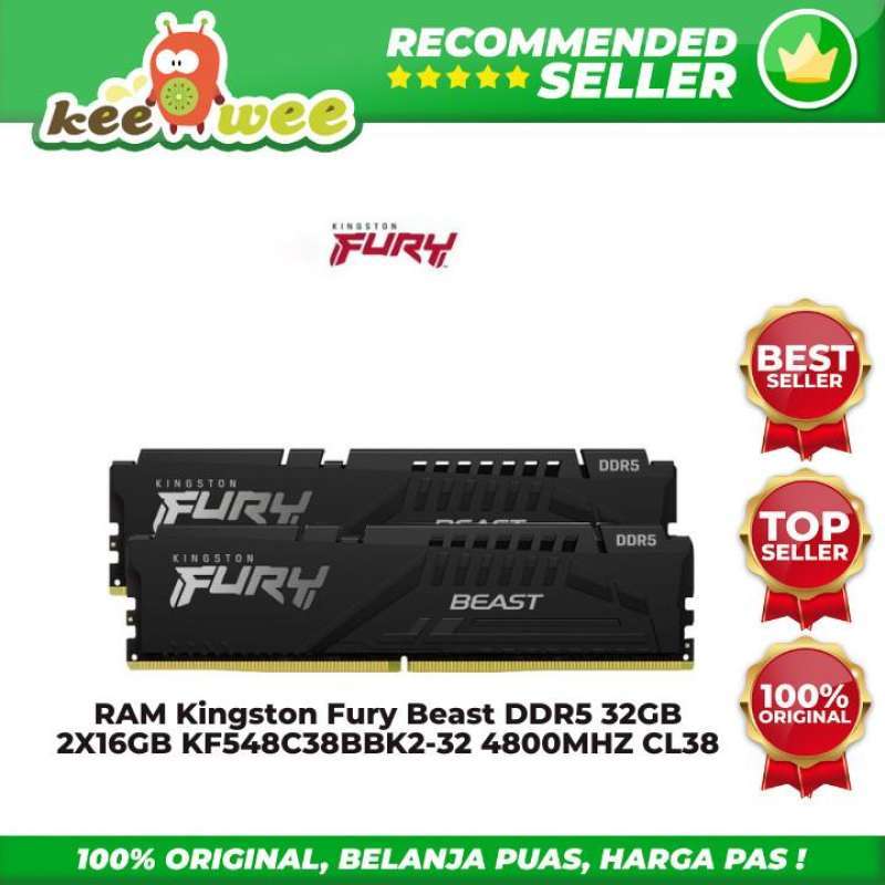Jual RAM Kingston Fury Beast DDR5 32GB 2X16GB KF548C38BBK2-32 4800MHZ CL38 di Seller Keewee Shop ...