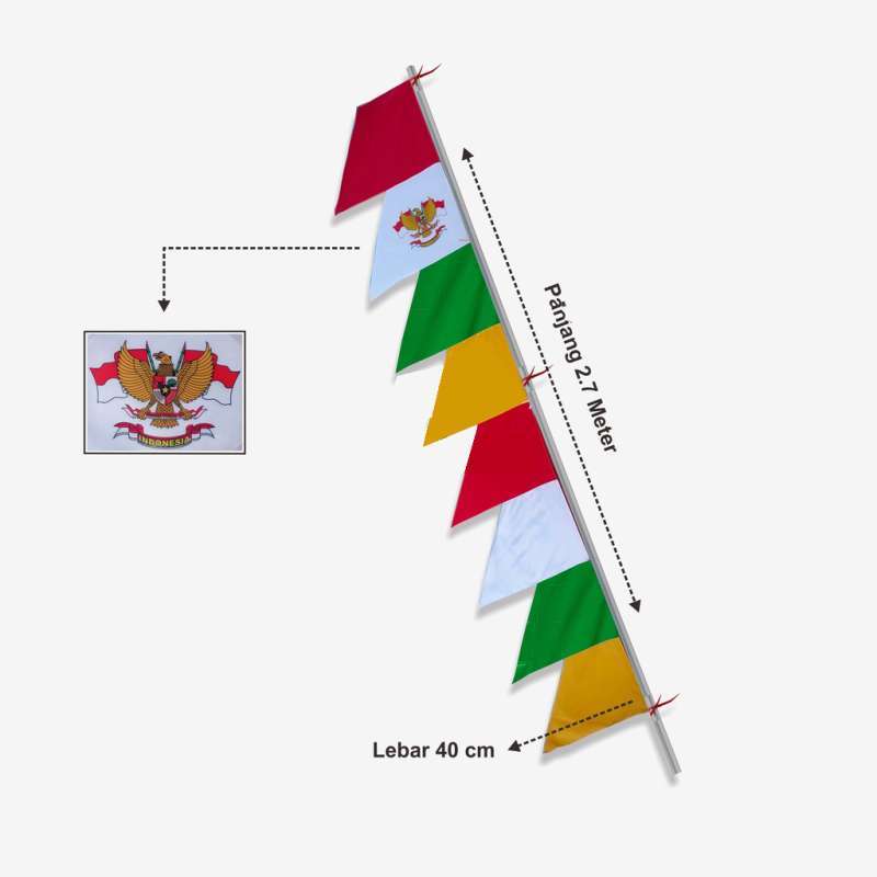 Promo Bendera Umbul 8 ZigZag Warna Hijau Panjang 270cm Diskon 47% di ...
