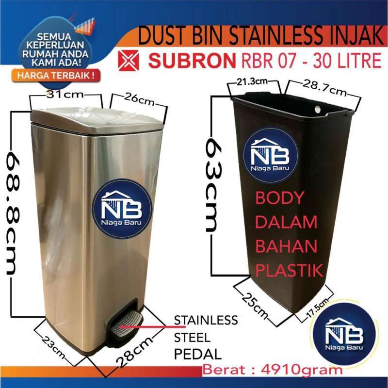Jual SUBRON Tempat Tong Sampah 30L Hidrolik Kotak Stainless Injak ... Jual SUBRON Tempat Tong Sampah 30L Hidrolik Kotak Stainless Injak ...