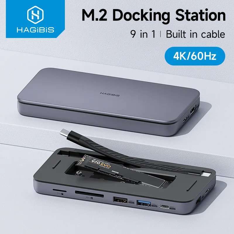 Jual Hagibis 9 In 1 Usb C Hub With M.2 Nvme Enclosure 4k Hdmi 100w Pd ...