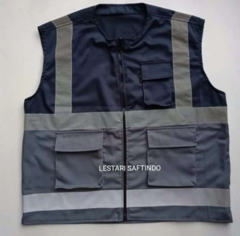 Promo Rompi Safety Bahan Drill Kombinasi Abu Free Logo Bendera Dan K3 ...