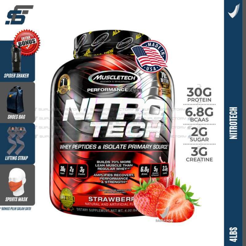 Promo Muscletech Nitrotech 4 Lbs Whey Protein Isolate - Strawberry ...