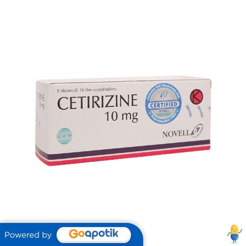 Jual CETIRIZINE NOVELL 10 MG BOX 50 TABLET di Seller Apotek Ara Farma - Tuah Karya, Kota ...