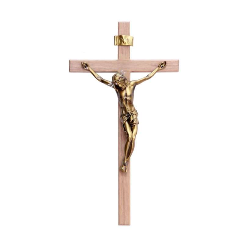 Promo Salib Dinding 65 cm Kayu White Oak Corpus XXLB Gold Diskon 23% di ...