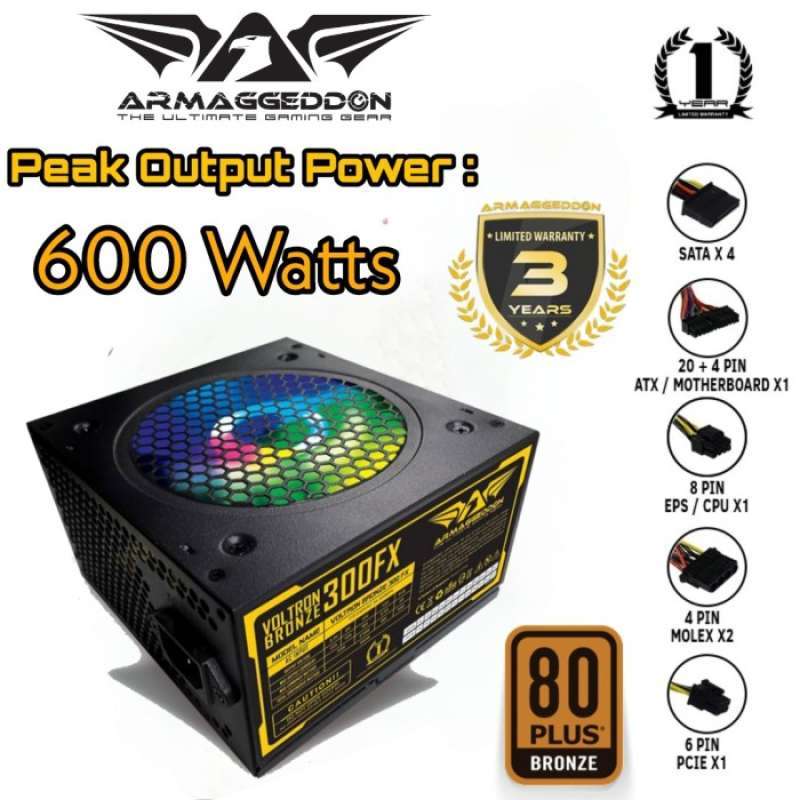 Promo Power Supply Armaggeddon 300FX Voltron 80+ Max 600 Watt PSU Gaming OEM Diskon 23% di ...
