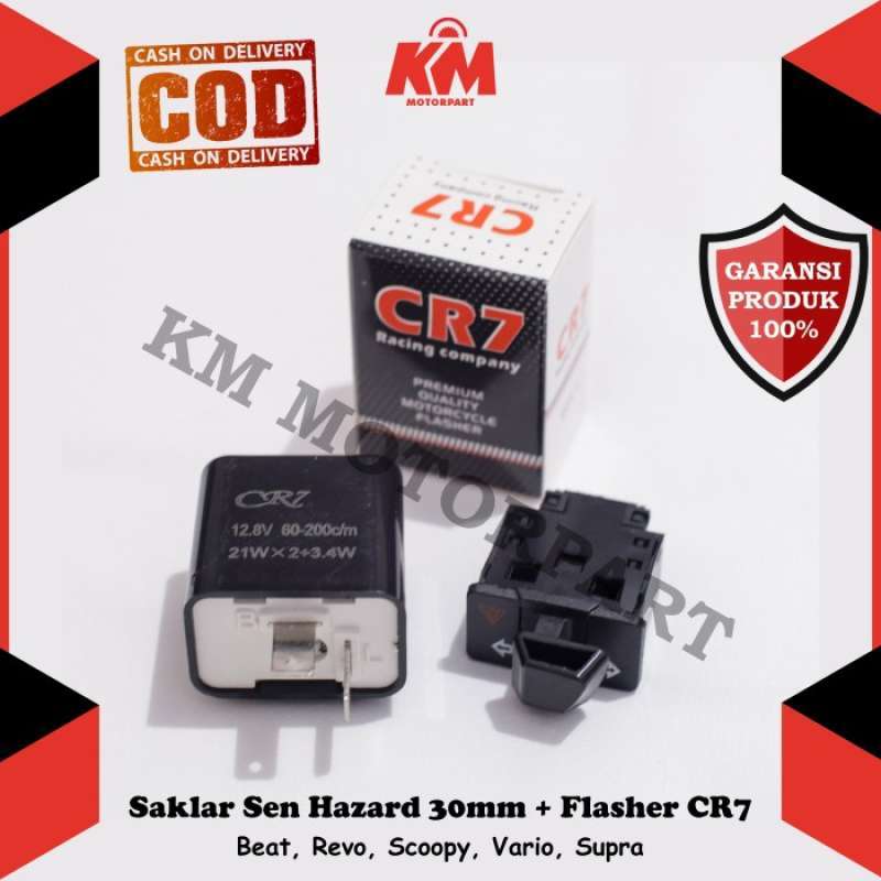 Promo Paket Flasher Cr7 Dan Saklar Sen Hazard Honda Beat Vario Supra ...