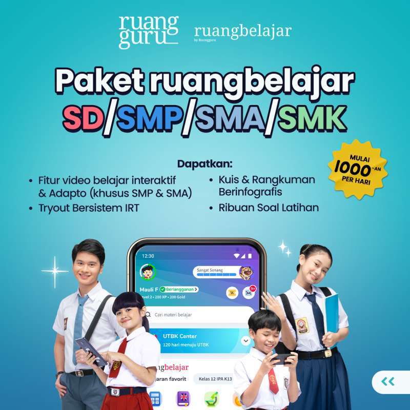 Promo Ruangguru - Ruangbelajar Sd/smp/smk/sma Diskon 75% Di Seller ...