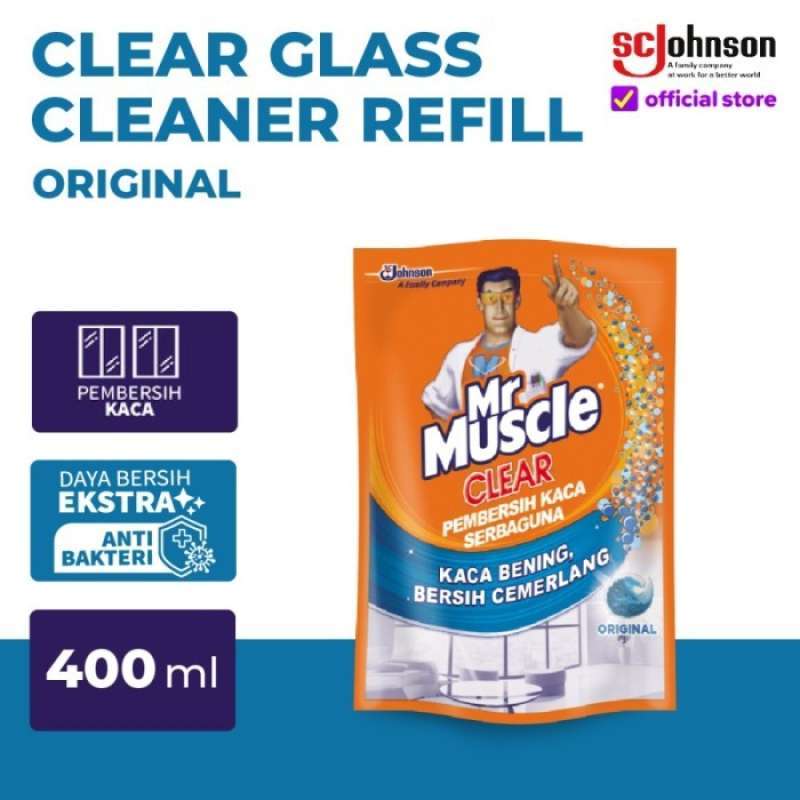 Promo Mr Muscle Clear Pembersih Kaca Serbaguna Original Pouch - 400 ml ...