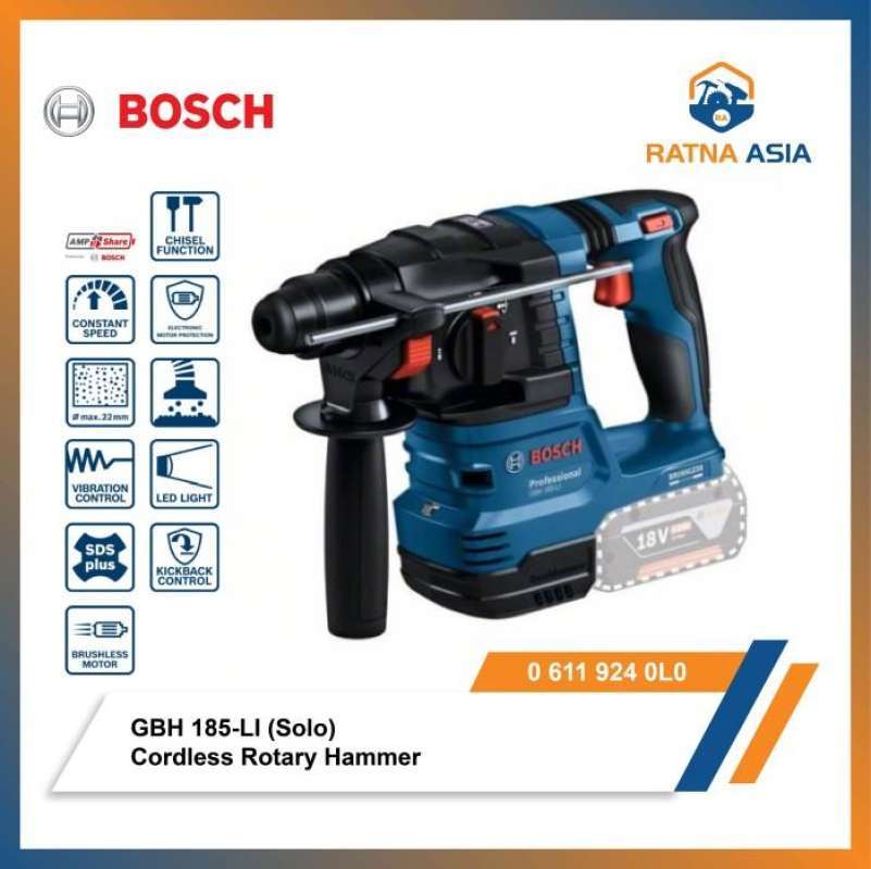 Jual Bosch Rotary Hammer Cordless GBH 185-Li Mesin Bor Beton (Unit Only ...