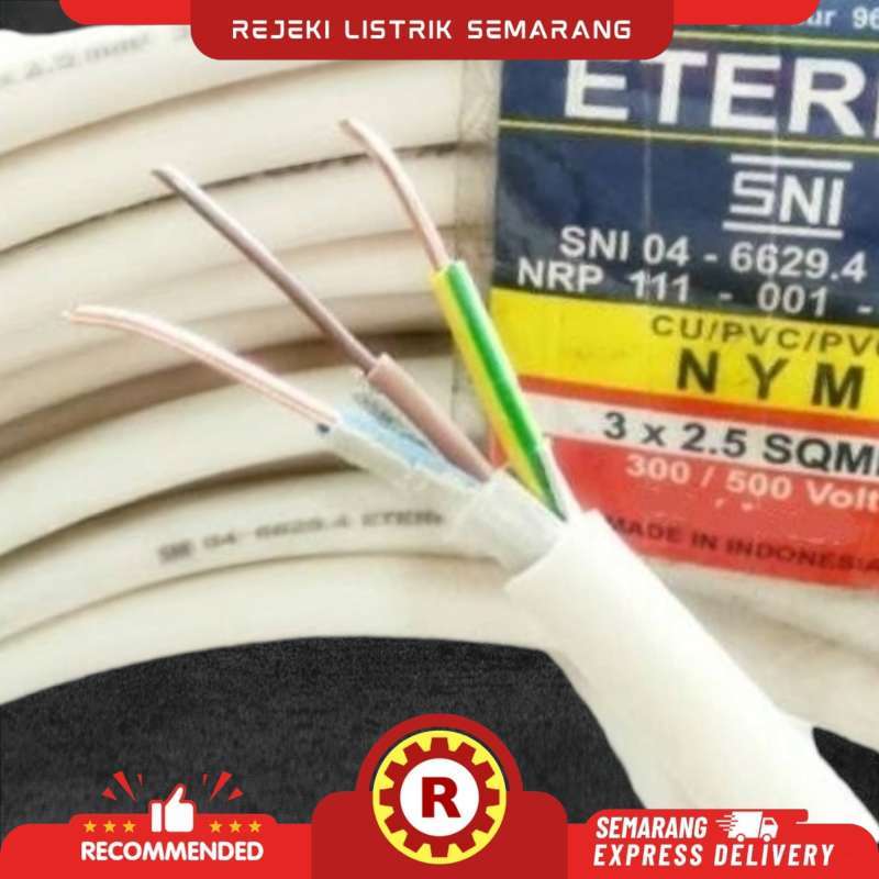 Jual Kabel Listrik Kawat Warna Putih Merk Eterna Meteran Ukuran 3 X 2,5 ...