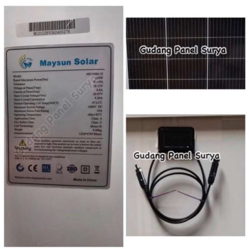 Promo Solar Panel Surya Cell Ule Mono 160Wp 160 Wp Maysun + Packing ...