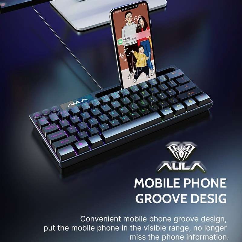 Jual Mini Keyboard Gaming AULA F3061 Membrane 61% Wired RGB di Seller ...
