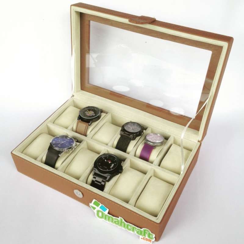 Promo Kotak Jam isi 12 warna Coklat Muda / Box Jam / Tempat Jam Tangan ...