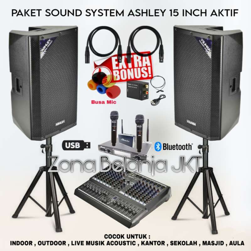 Promo PAKET SOUND SYSTEM INDOOR OUTDOOR SPEAKER ASHLEY 15 INCH AKRIF ...
