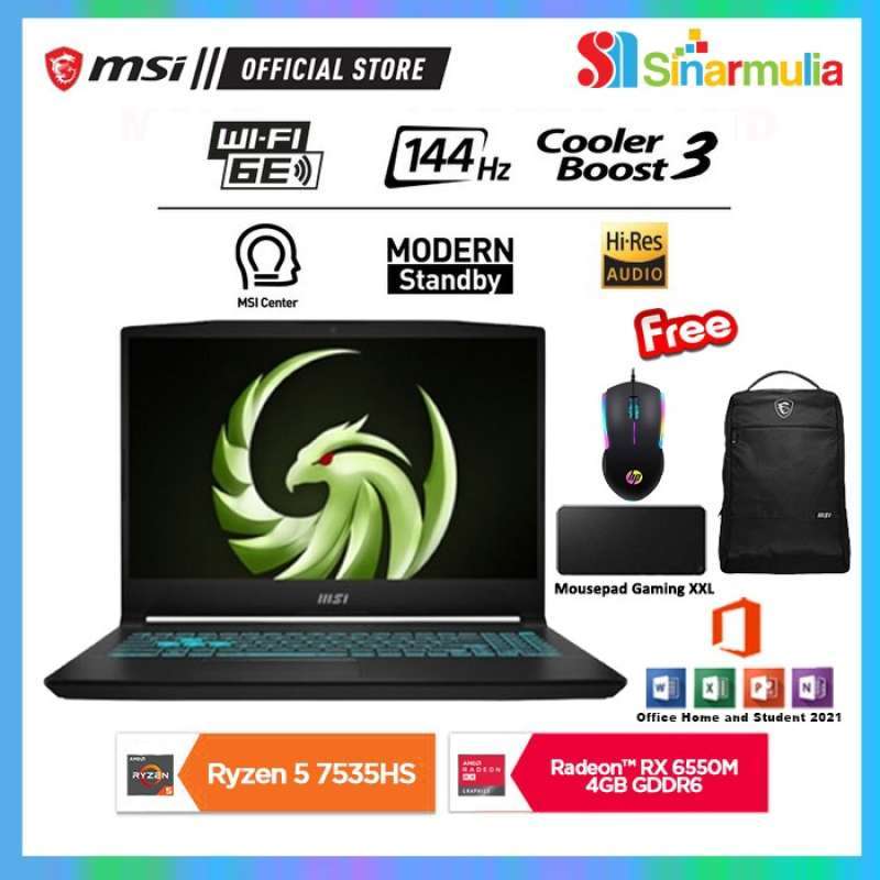 Promo MSI Bravo 15 B7ED Ryzen 5 7535HS 512GB SSD 16GB RX6550M IPS 144Hz ...