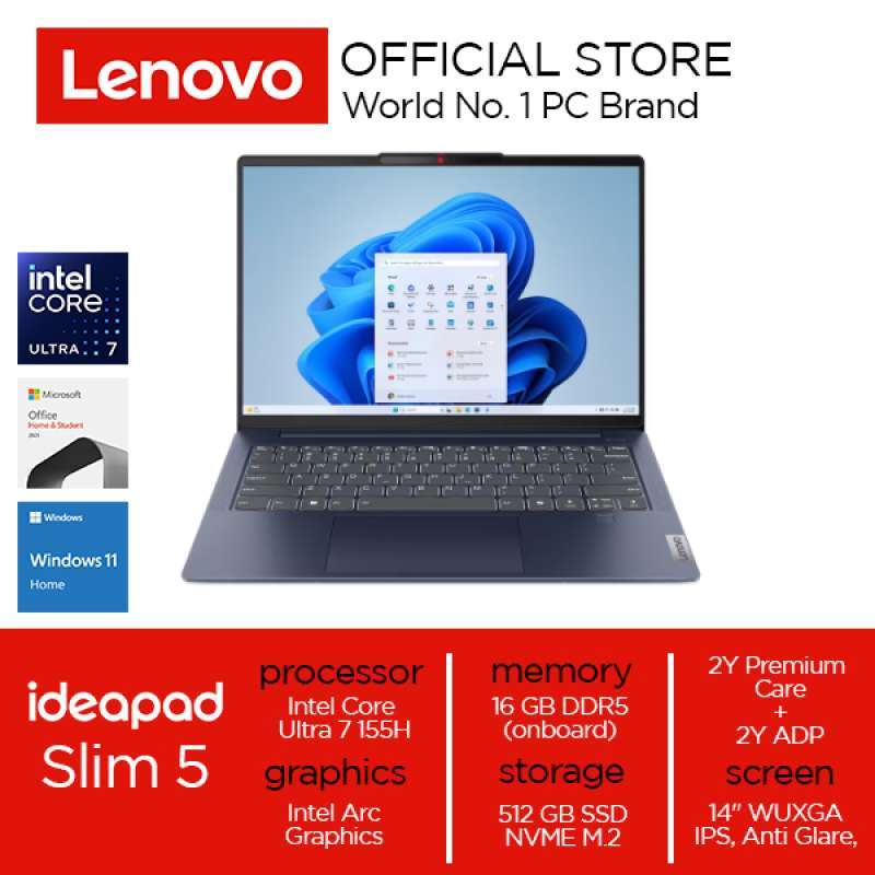 Jual Lenovo IdeaPad Slim 5 14IMH9 Core Ultra 7 155H 16GB 512GB W11 OHS - CLOUD GREY di Seller ...