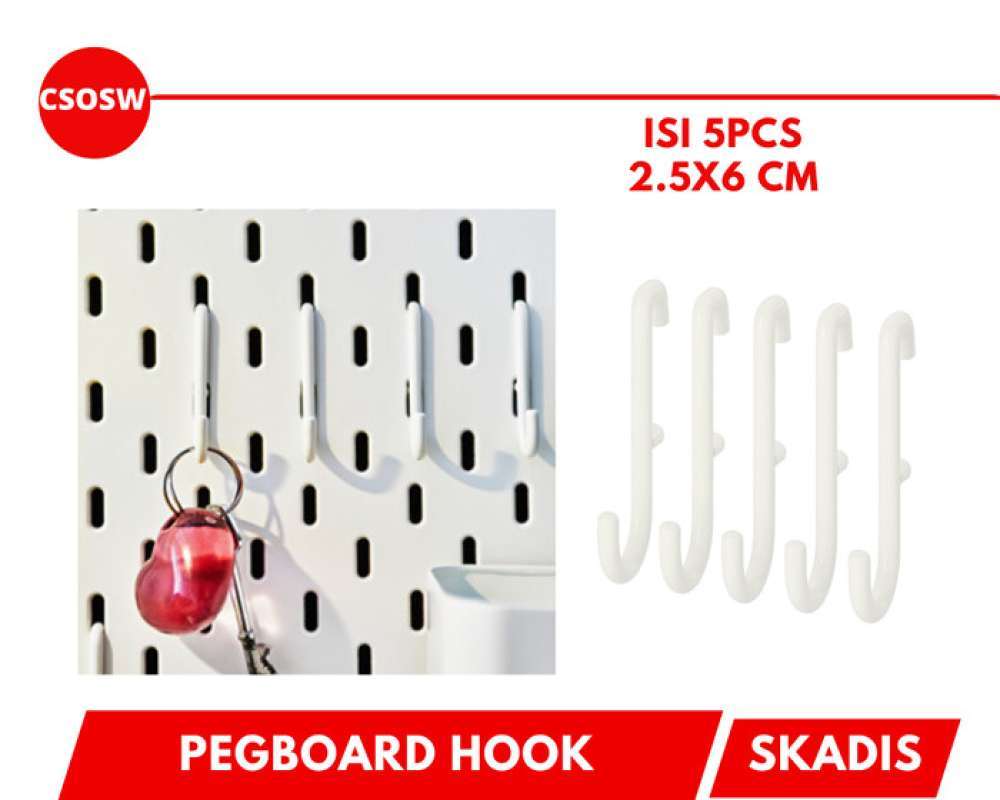 Promo HOOK PEGBOARD PENGAIT GANTUNGAN PAPAN TEMPEL DINDING SKAD - 5 Pcs ...